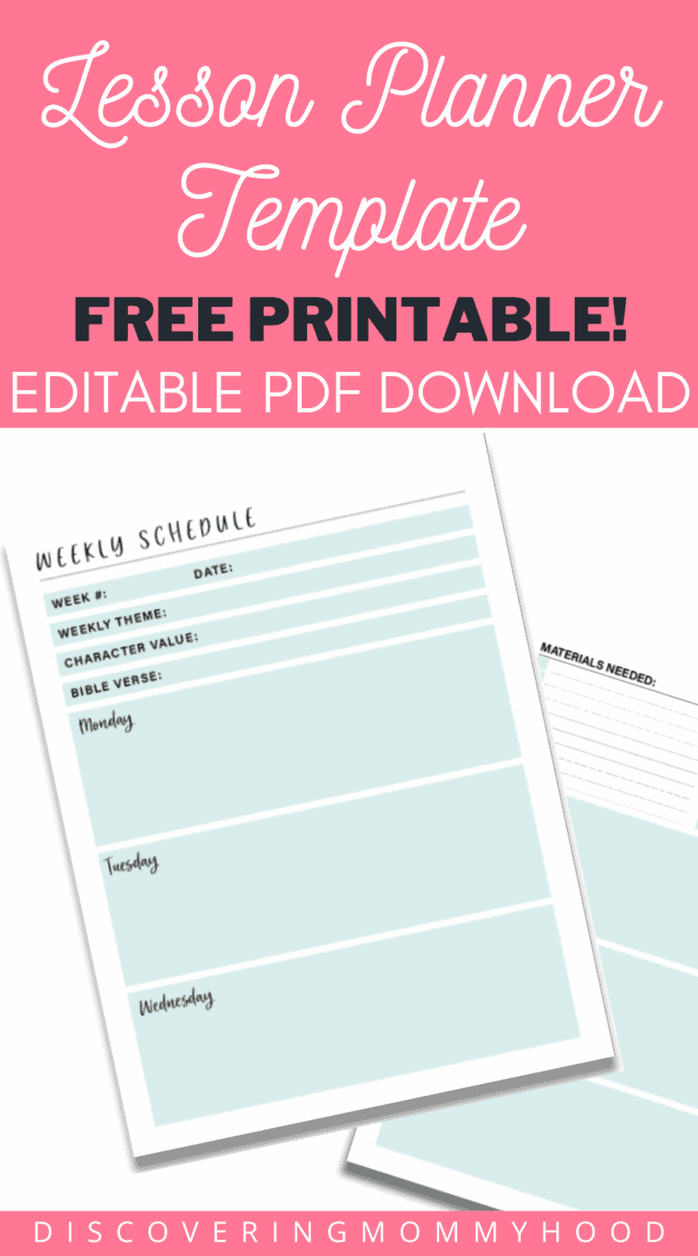 Weekly Lesson Planner Template - Discovering Mommyhood